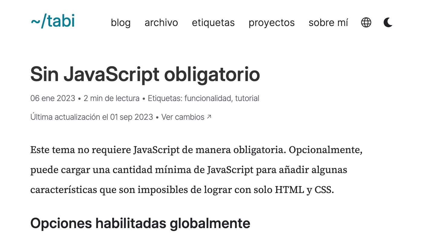 ~/tabi • Sin JavaScript obligatorio