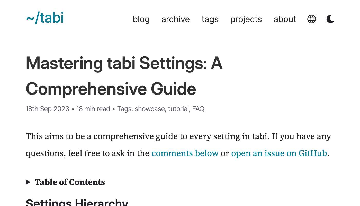 ~/tabi • Mastering tabi Settings: A Comprehensive Guide