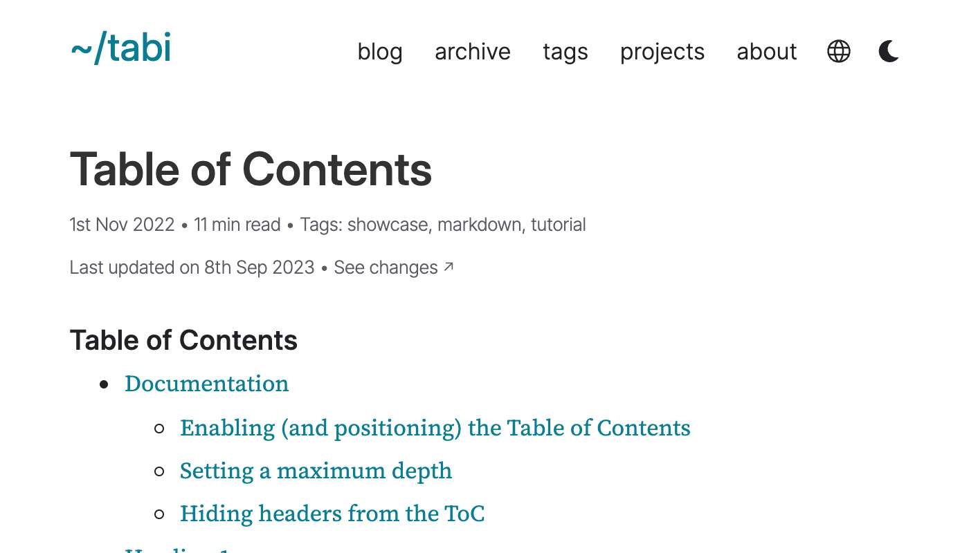~/tabi • Table of Contents